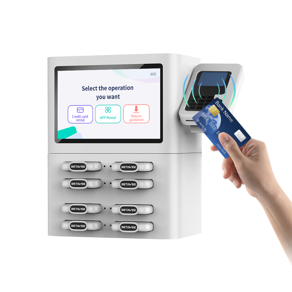 8 Slot Stackable Screen & Credit Card Shared Power Bank Rental Station ...